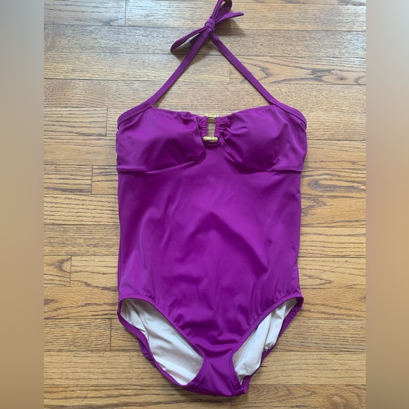 Lands' End | Swim | Lands End Purple Halter Style Swimsuit Gold Square ...